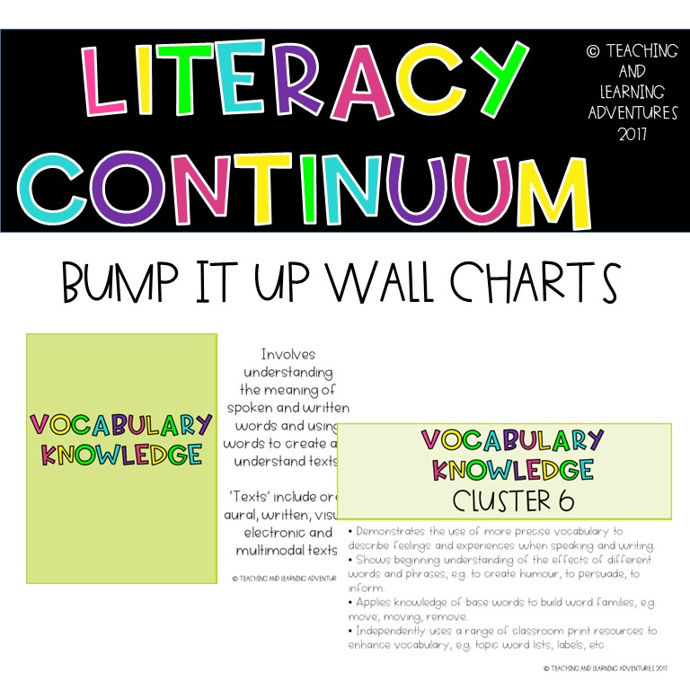 Literacy Continuum bump it up wall | Teach In A Box