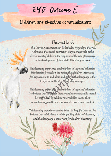 EYLF Posters with Outcomes, Activities and Links to Theorists | Teach ...